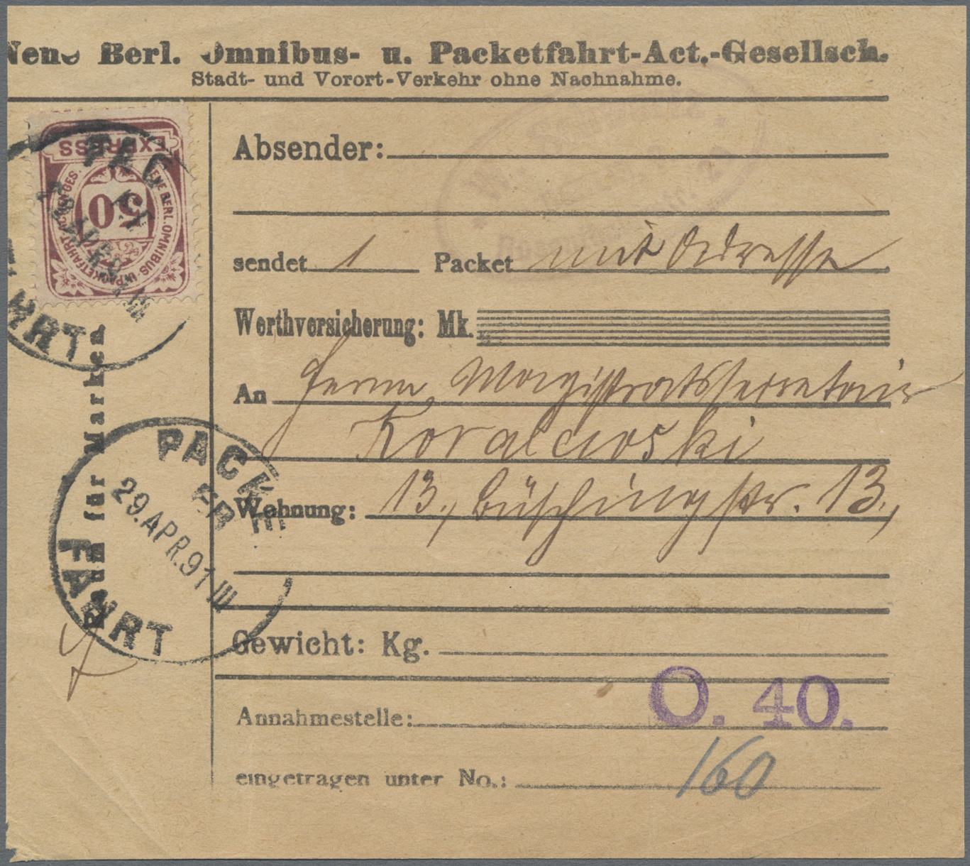 Stamp Auction - Deutsches Reich - Privatpost (Stadtpost) - 57th AUCTION ...