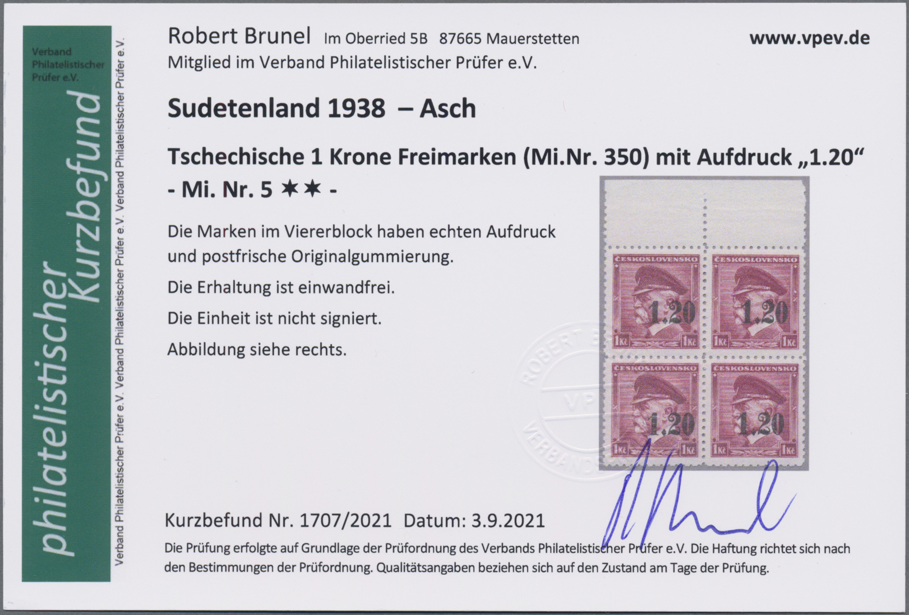 Stamp Auction - Sudetenland - Asch - 52nd Auction - Germany & Colonies ...