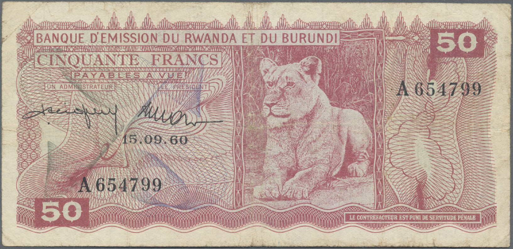 Stamp Auction - Rwanda-Burundi / Ruanda-Burundi | Banknoten - 53rd ...